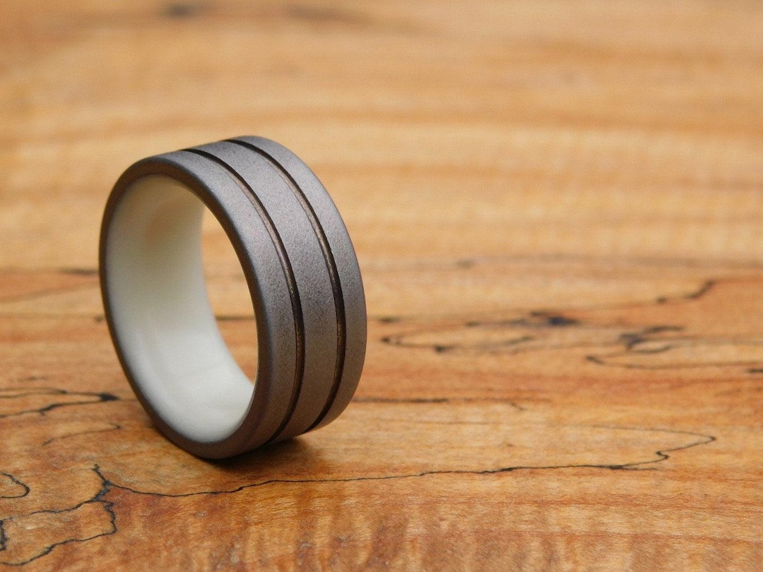 Stonewashed Titanium X White Glow Ring - Etsy