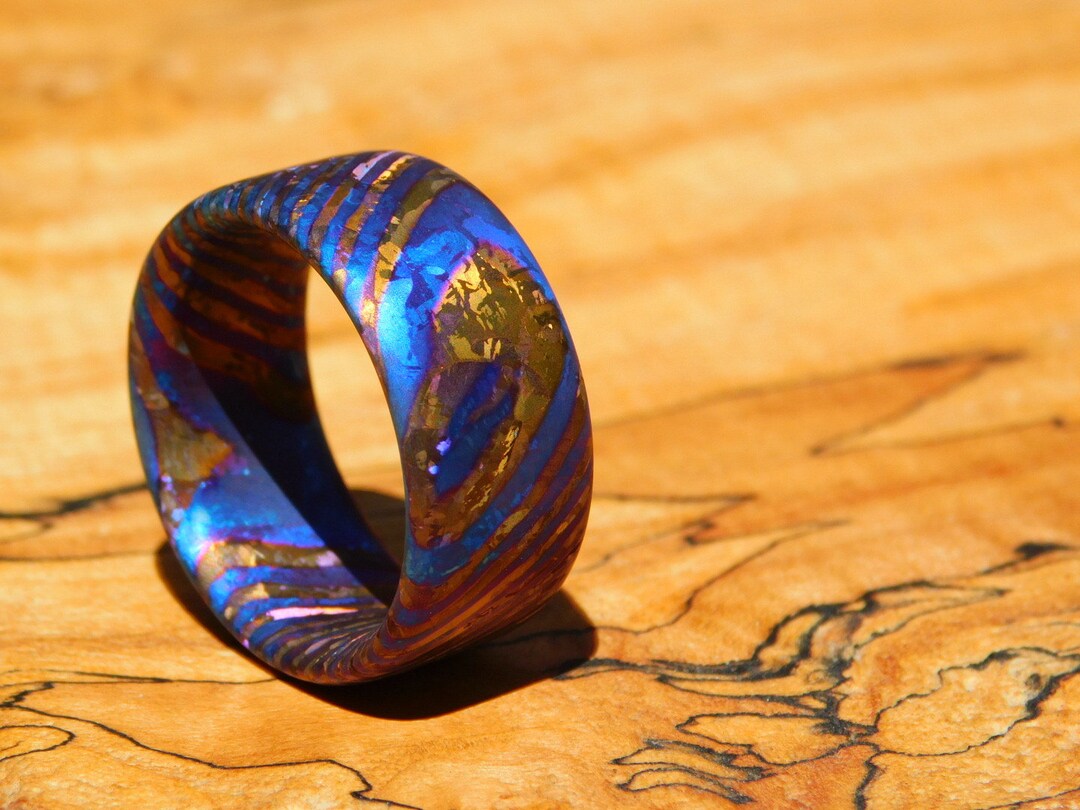 Crystallized Titanium Damascus Ring - Etsy