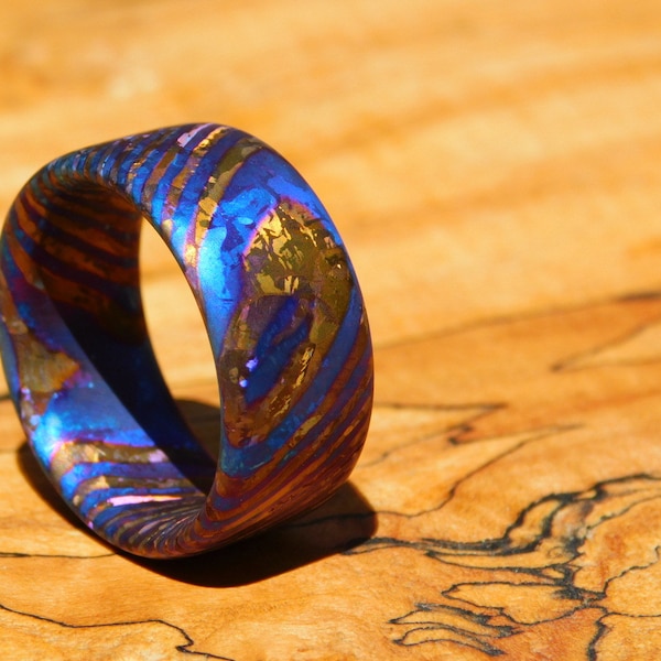 Titanium Damascus Ring - Etsy