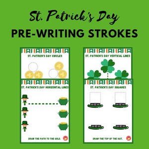 St Patricks Day Themed Pre Writing Strokes and Shapes for Occupational ...