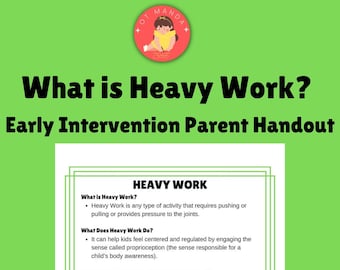 What is Occupational Therapy Parent Handout Early Intervention | Etsy