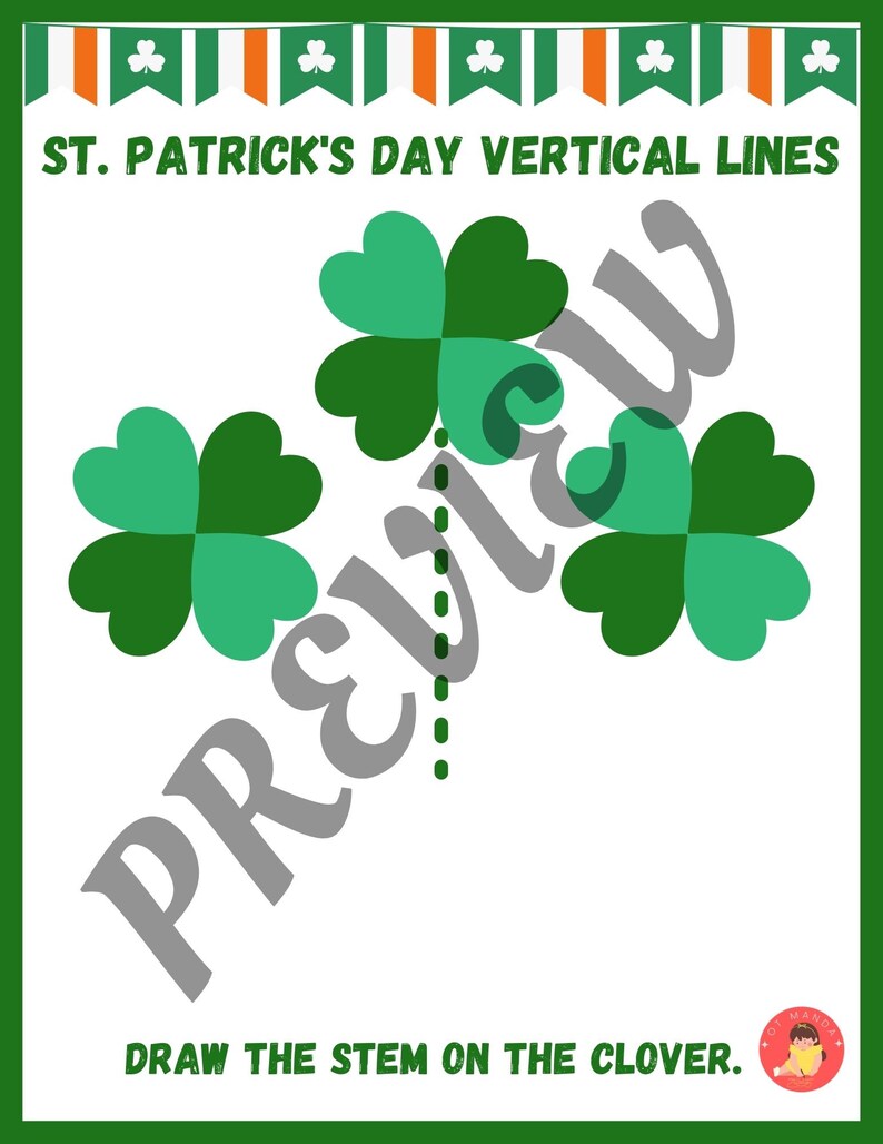 St Patricks Day Themed Pre Writing Strokes and Shapes for Occupational ...