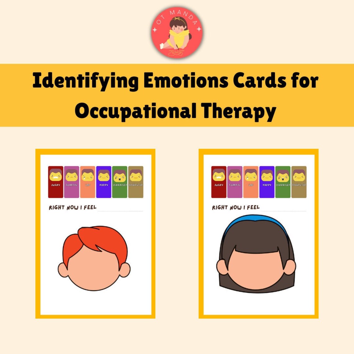 Identifying Emotions Printable Cards for Pediatric Occupational Therapy ...