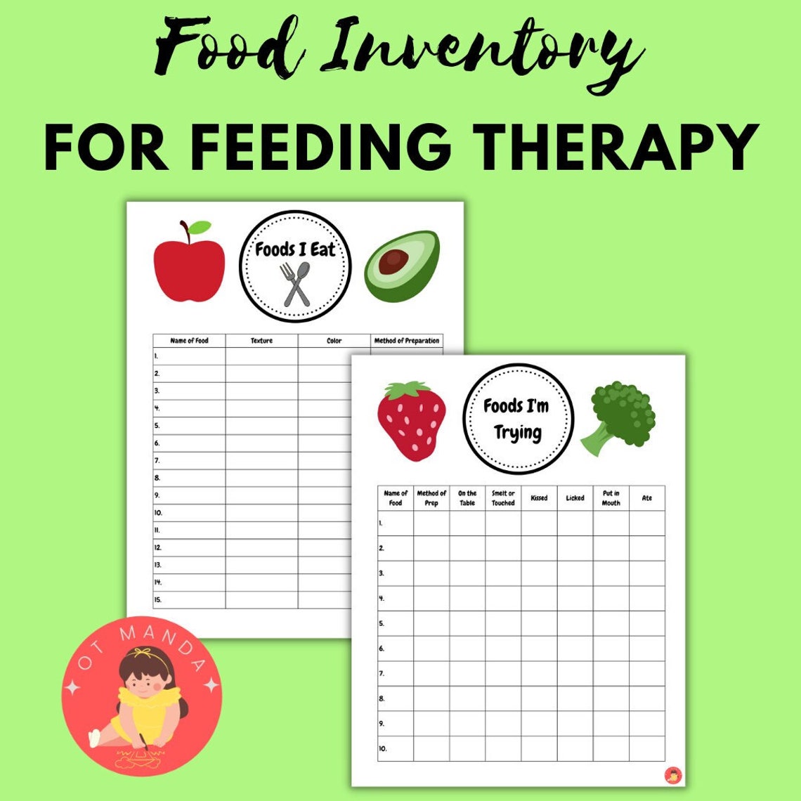 Food Inventory Tracking for Feeding Therapy | Occupational and Speech ...