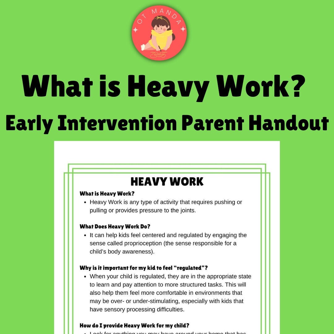 What is Heavy Work | Parent and Caregiver Handout for Early ...
