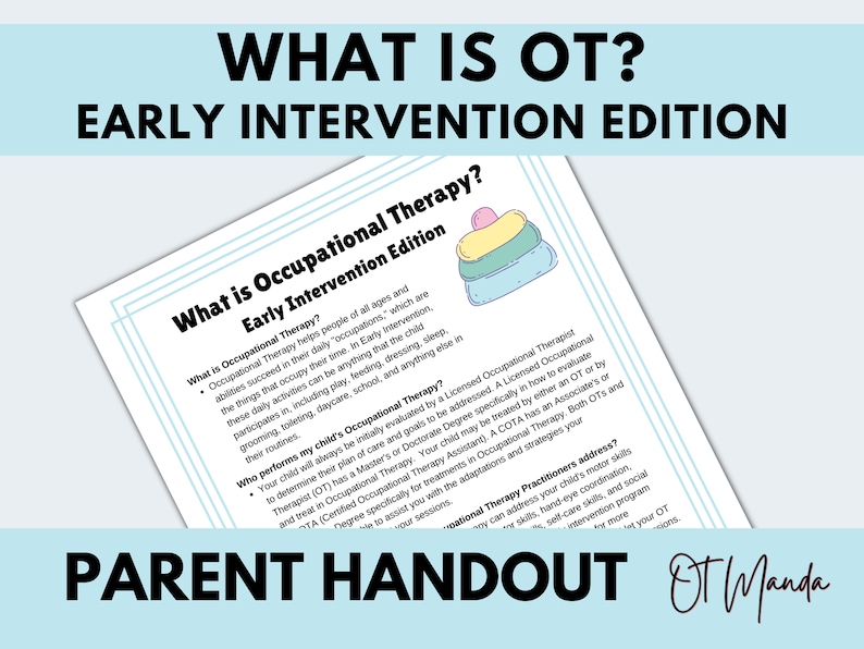 What is Occupational Therapy Parent Handout Early Intervention Edition ...
