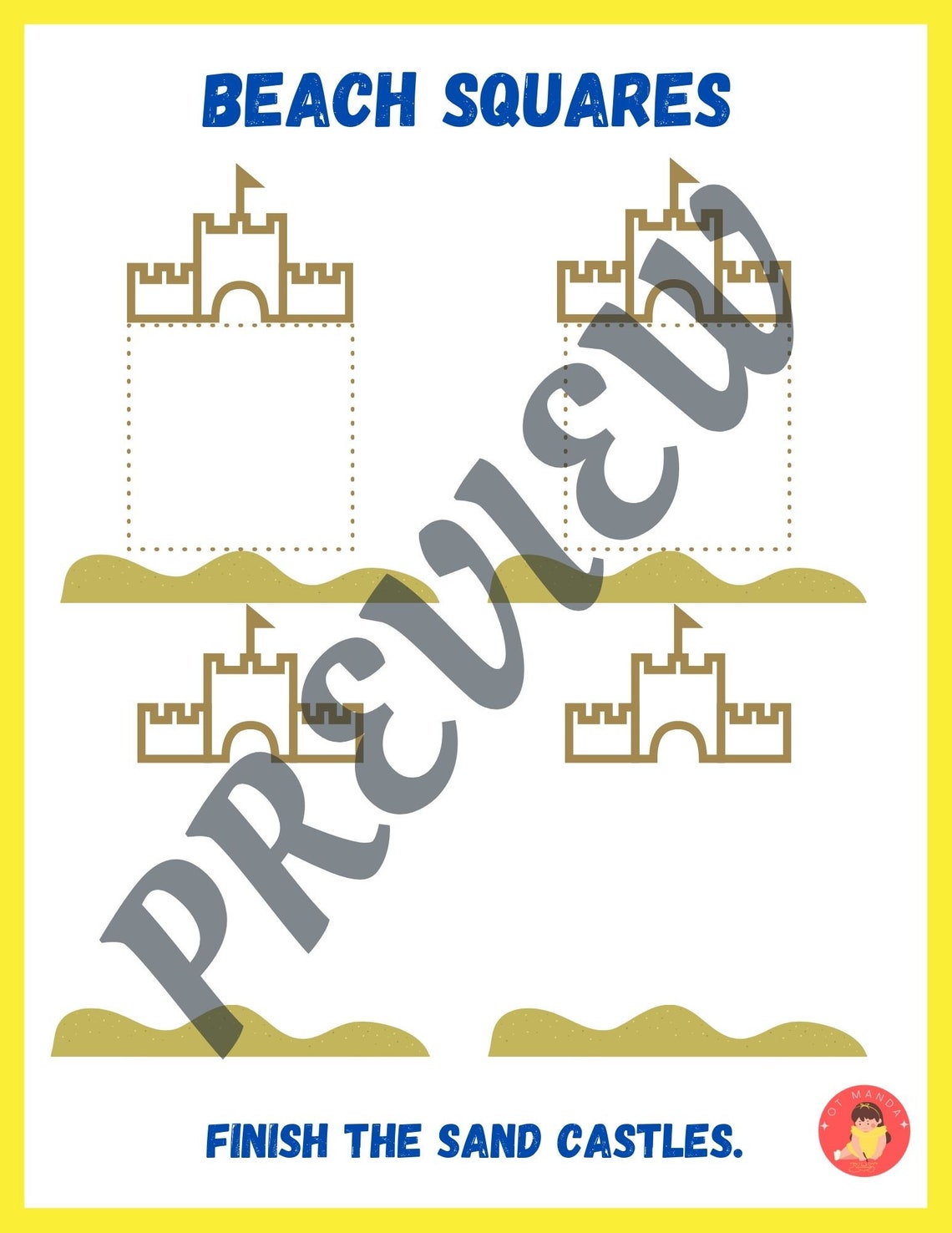 Beach Spring Break Pre Writing Strokes Activity for Occupational ...