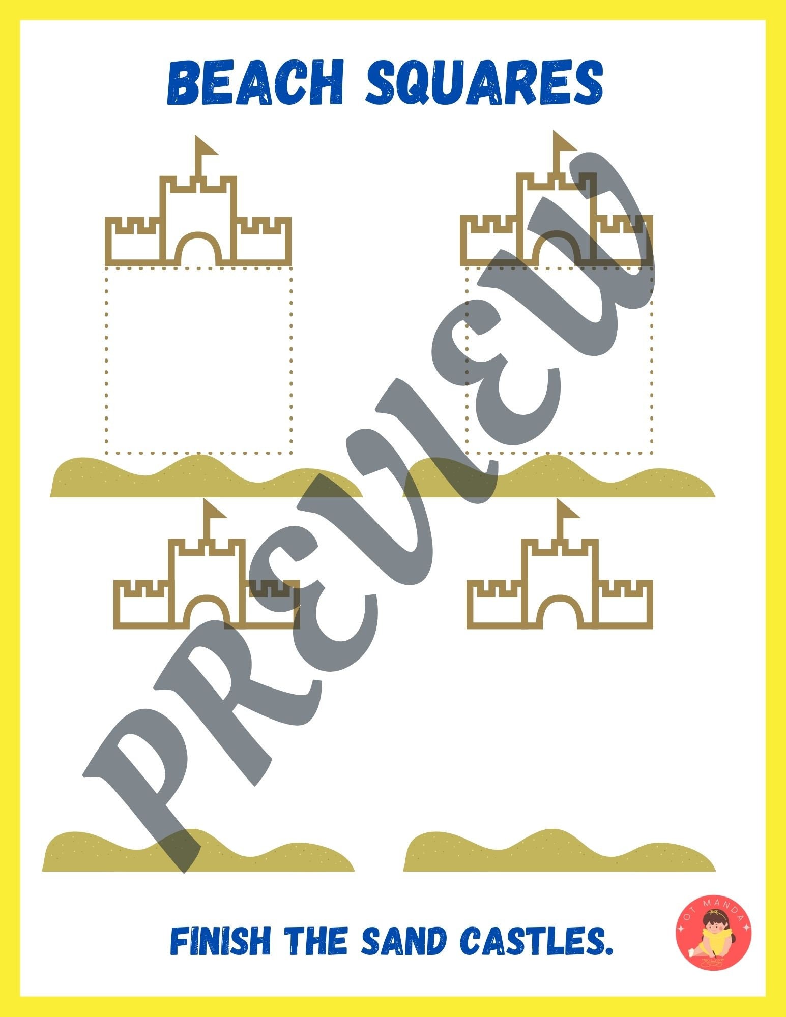 Beach Spring Break Pre Writing Strokes Activity for Occupational ...