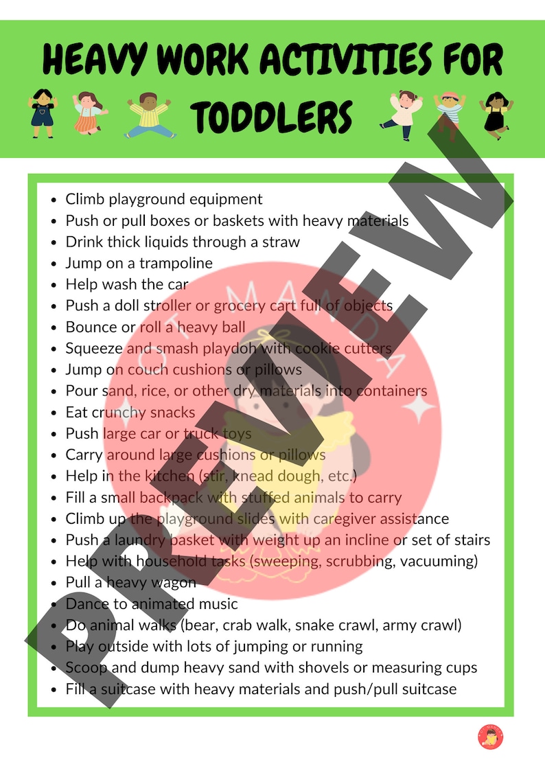 Sensory for Toddlers | Sensory Development and Heavy Work Activities ...