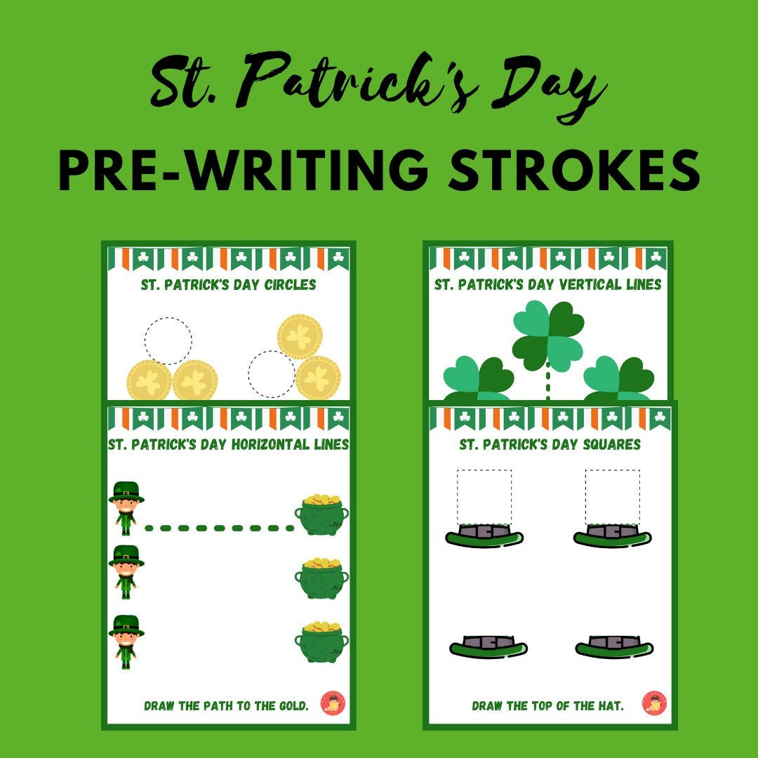 St Patricks Day Themed Pre Writing Strokes and Shapes for Occupational ...