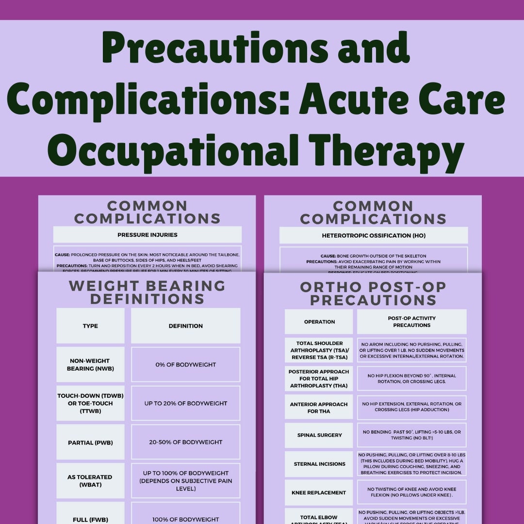 Weight Bearing And Post Op Precautions And Complications In Acute Care Occupational Therapy Ot