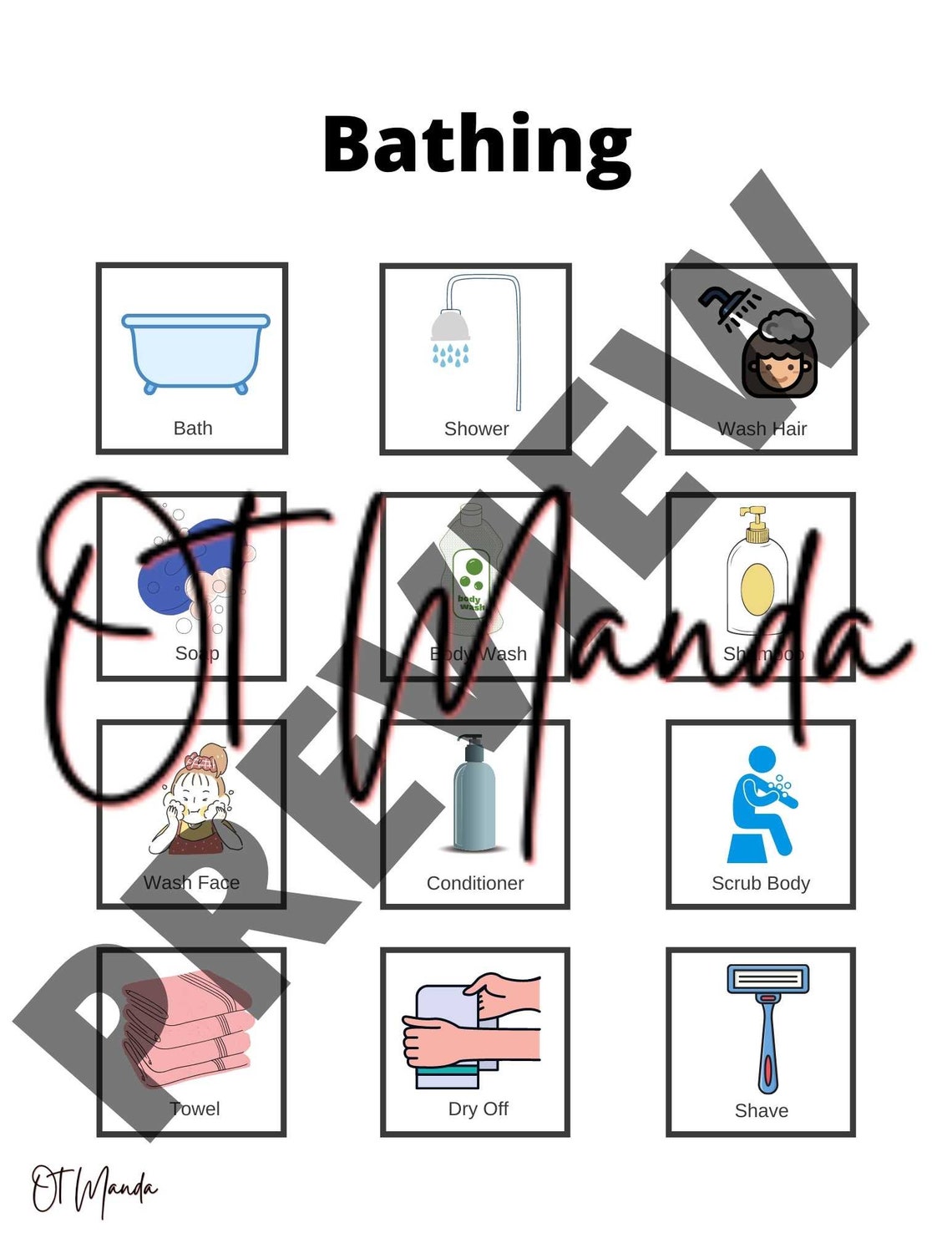 Bathing Picture Communication Cards | Visual Schedule for Bath Time ...