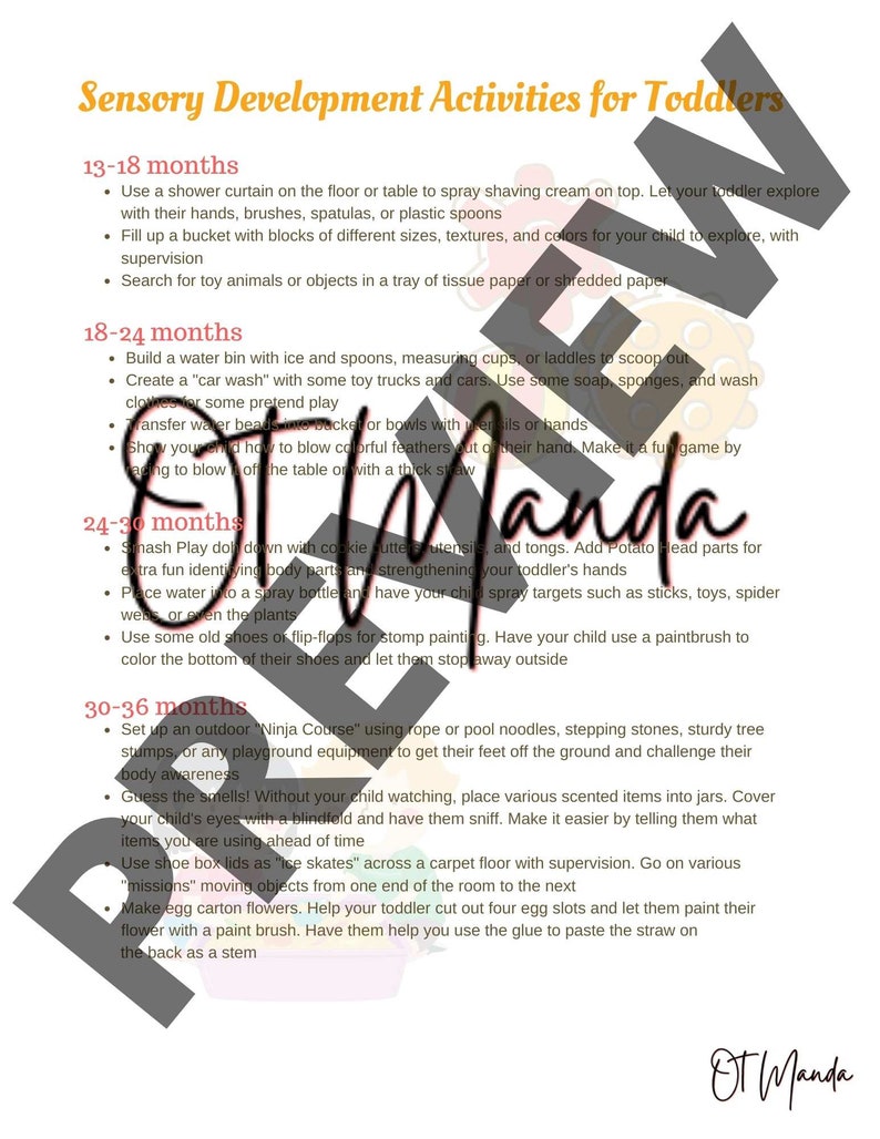 Sensory Development Activities for Toddlers | Occupational Therapy ...