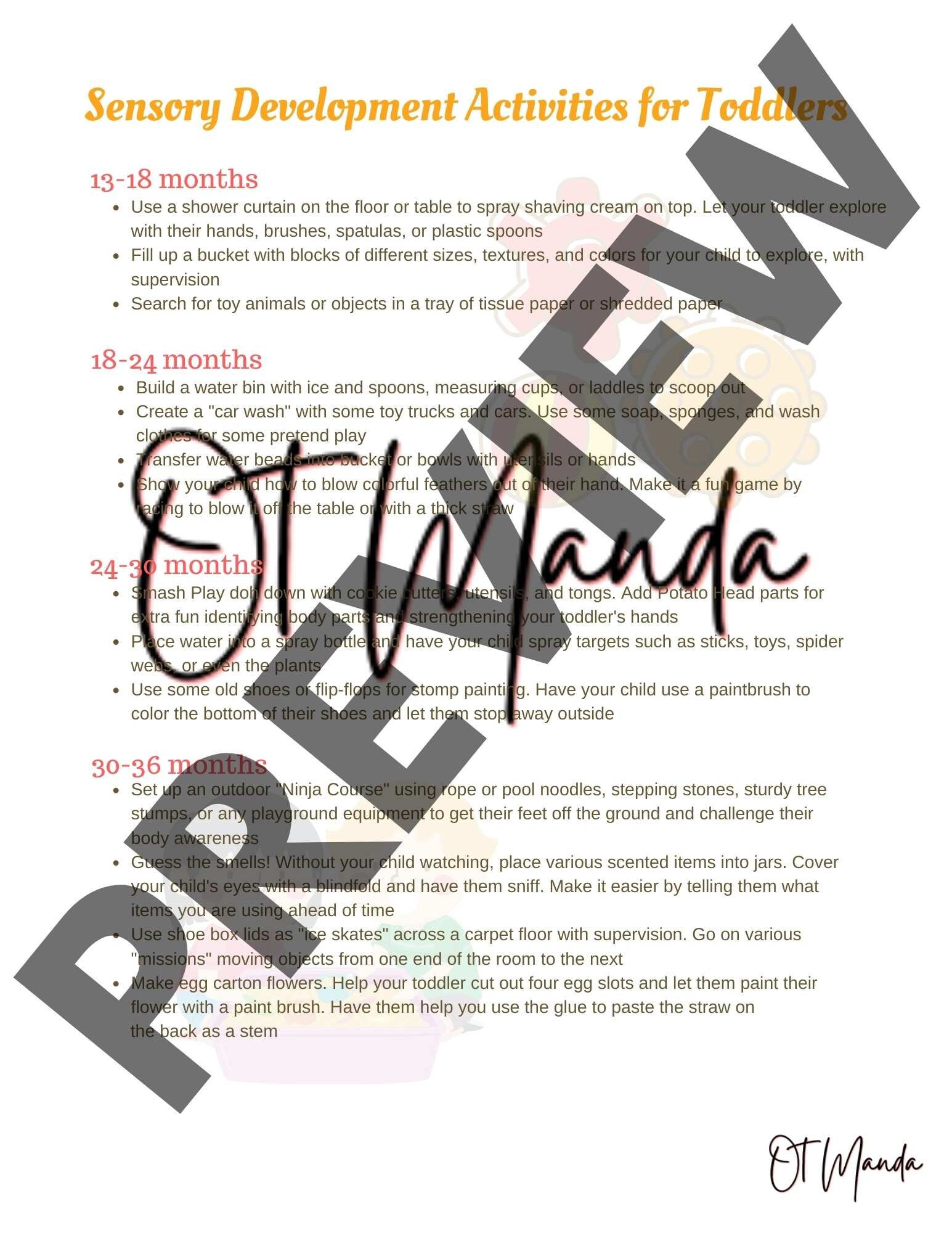 Sensory Development Activities for Toddlers | Occupational Therapy ...