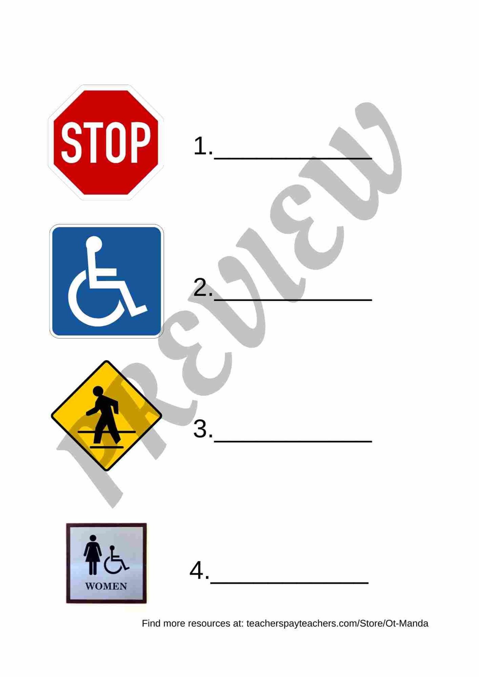 Safety and Environmental Signs Labeling Activity | Occupational Therapy ...