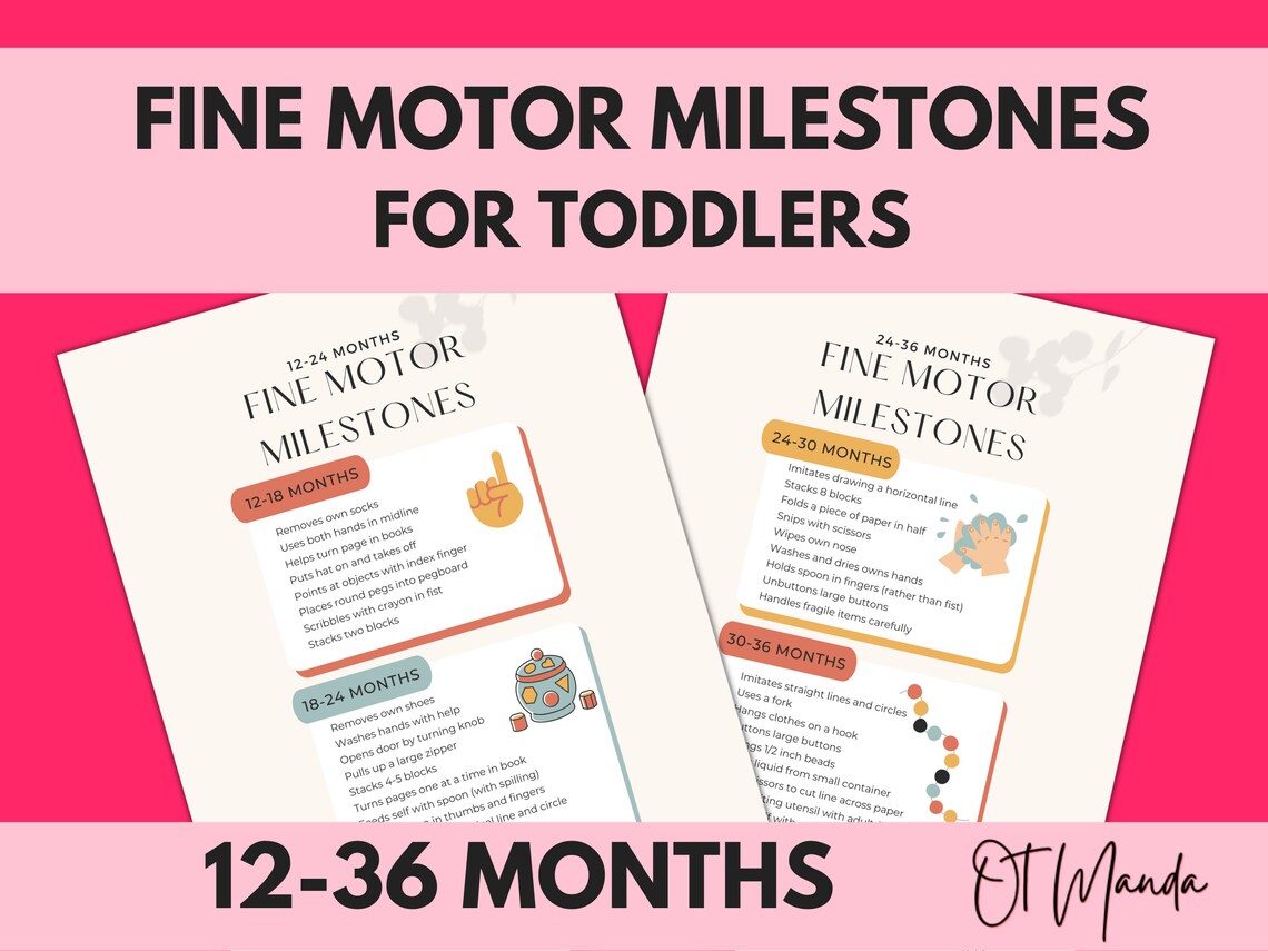 Toddler Fine Motor Milestones Parent Handouts for OT Early Intervention ...