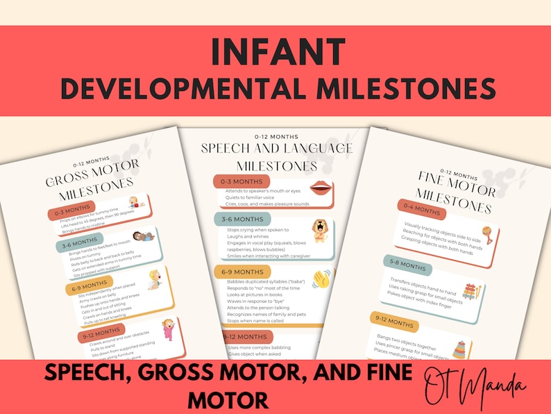 Infant 0 to 12 Months Developmental Milestones | Fine Gross Motor ...