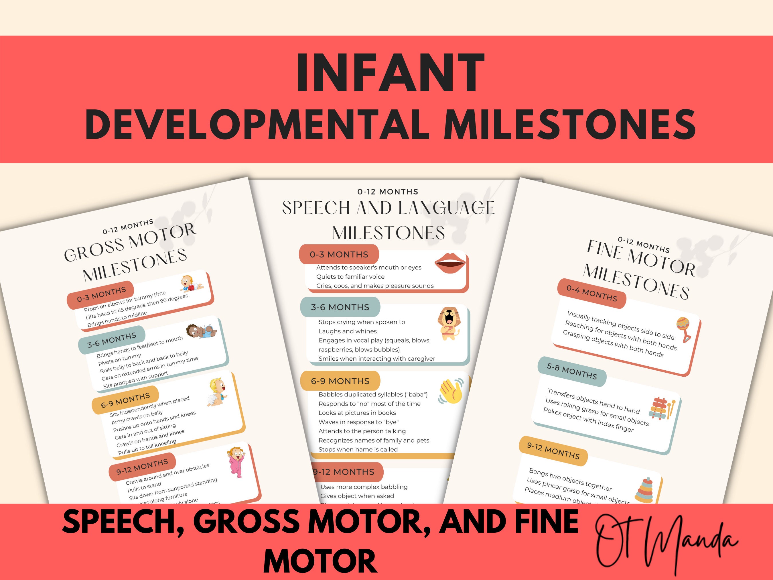 Infant 0 to 12 Months Developmental Milestones | Fine Gross Motor ...