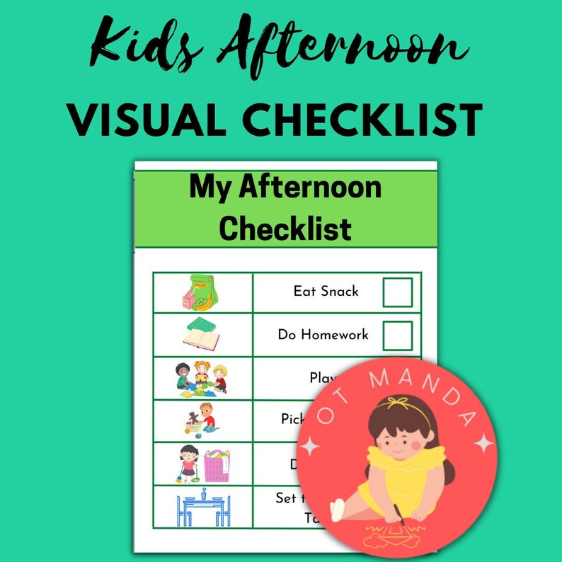 Kids Afternoon Visual Schedule Checklist Occupational - Etsy