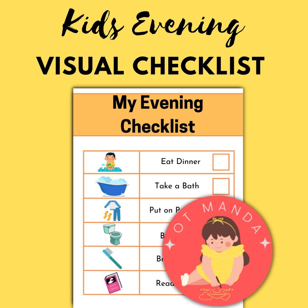 Kids Evening Visual Schedule Checklist Occupational Therapy - Etsy Canada