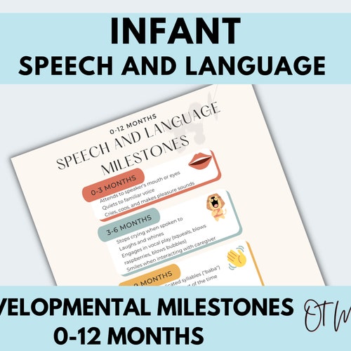 Infant 0 to 12 Months Speech and Language Milestones Speech - Etsy
