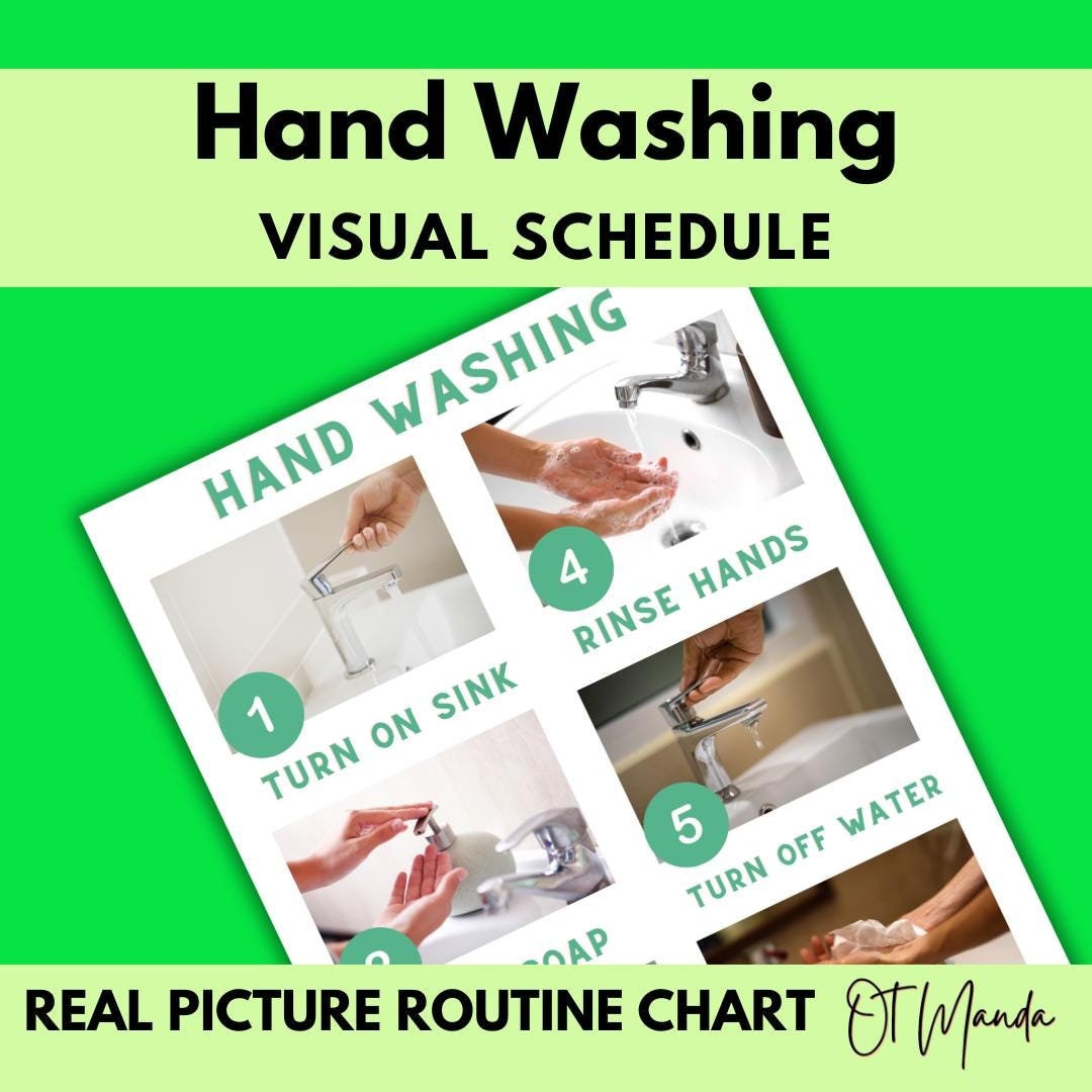 Hand Washing Visual Schedule With Real Pictures | Occupational Therapy ...