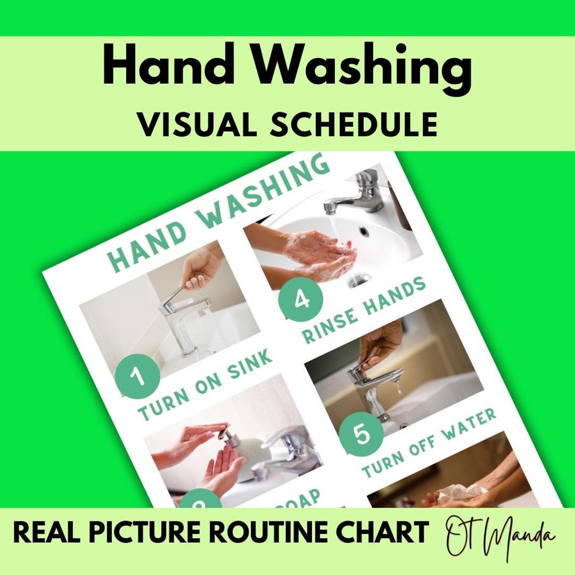 Hand Washing Visual Schedule With Real Pictures | Occupational Therapy ...