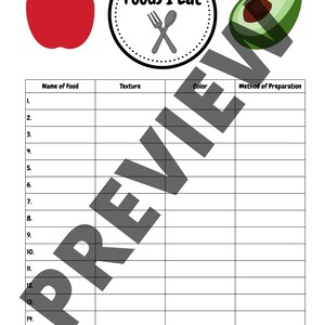 Food Inventory Tracking for Feeding Therapy | Occupational and Speech ...