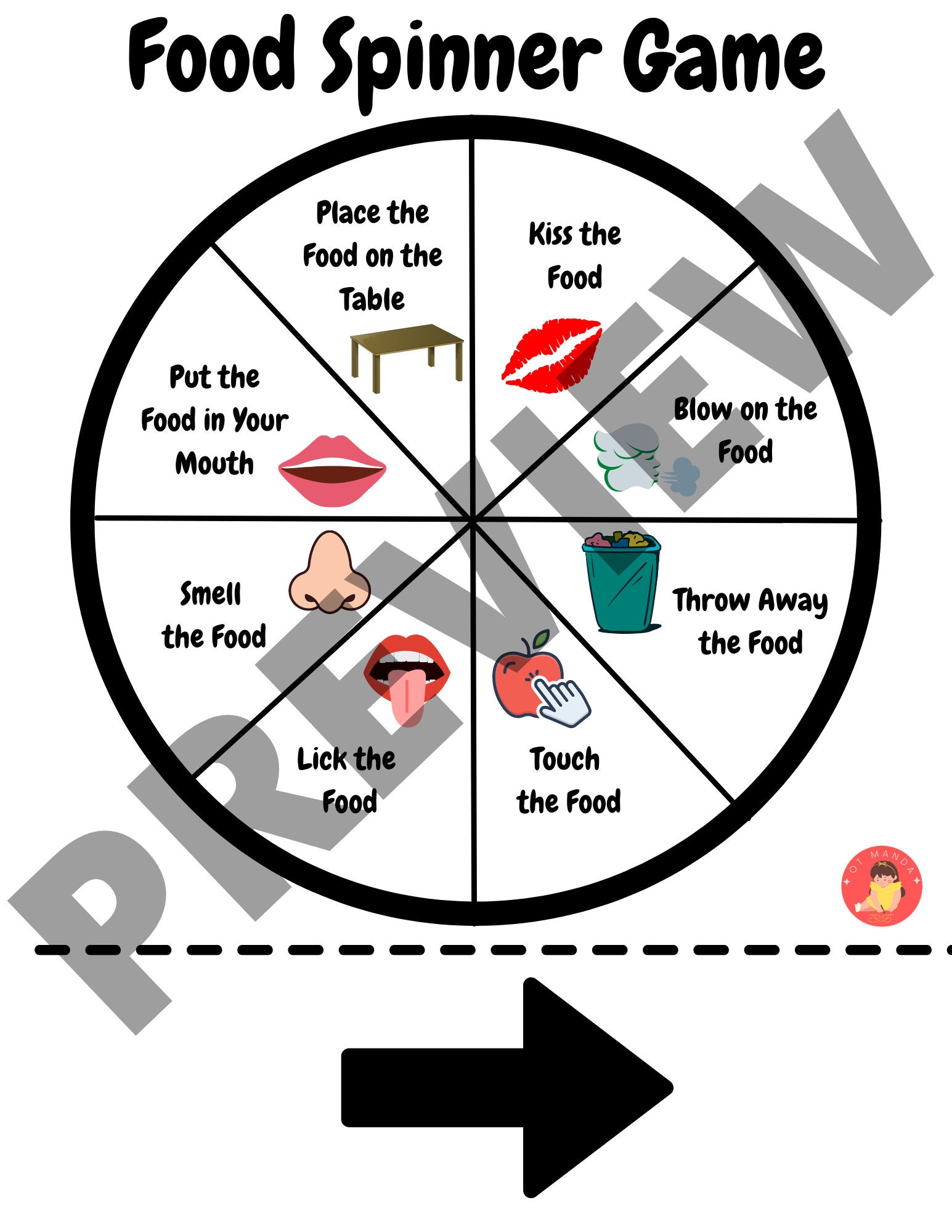 Food Interactions Spinner Game for Feeding Therapy | Food Aversions in ...