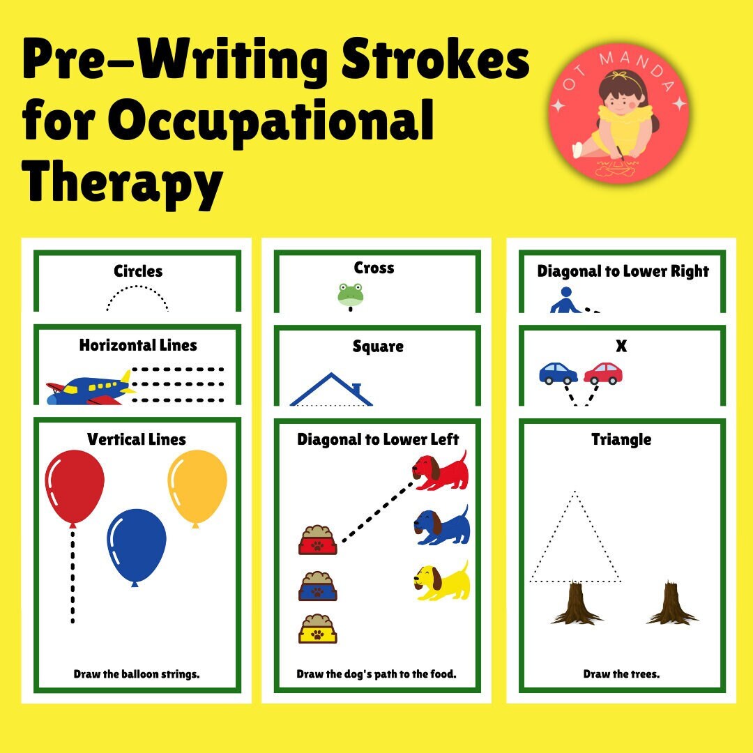 Pre Writing Strokes Practice Handouts for Occupational Therapy | Lines ...