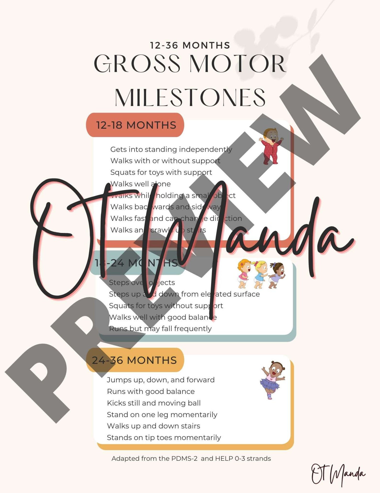 Toddler Gross Motor Developmental Milestones Parent Handouts Early ...