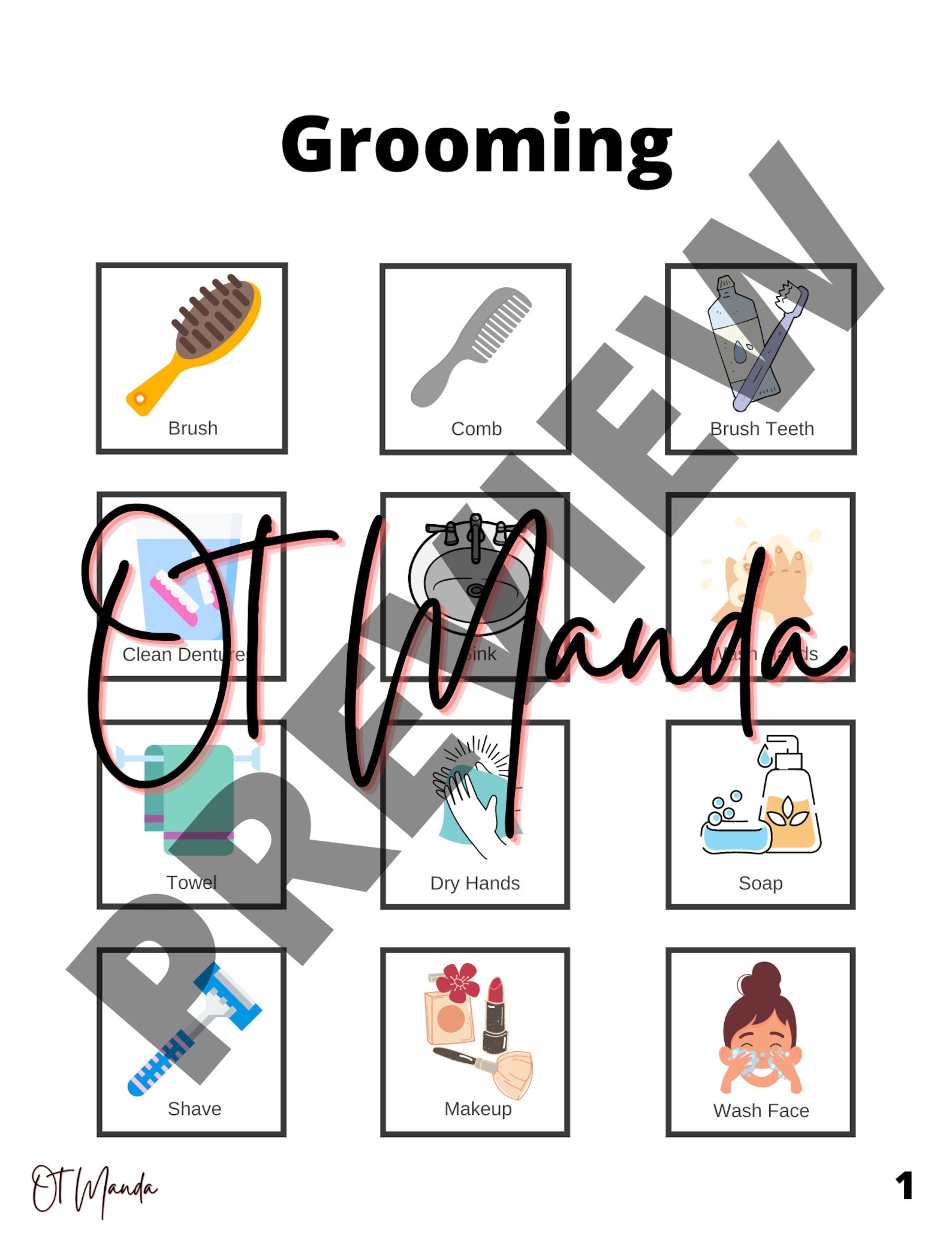 Grooming Picture Cards for Communication | Visual Schedule for Daily ...