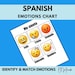 Spanish Feelings Chart and Emotions Identify Match in Espanol | Happy ...