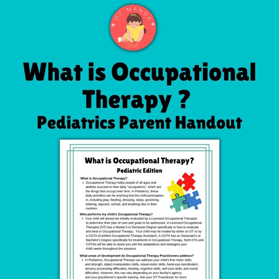 What is Occupational Therapy Parent Handout Pediatric Edition | Etsy