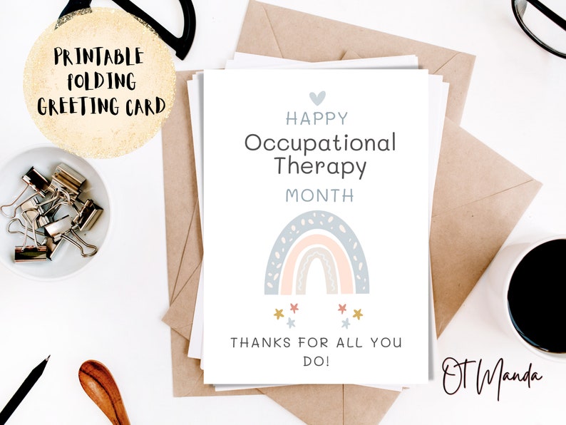 Occupational Therapy Month Folding Greeting Card for OT Appreciation ...