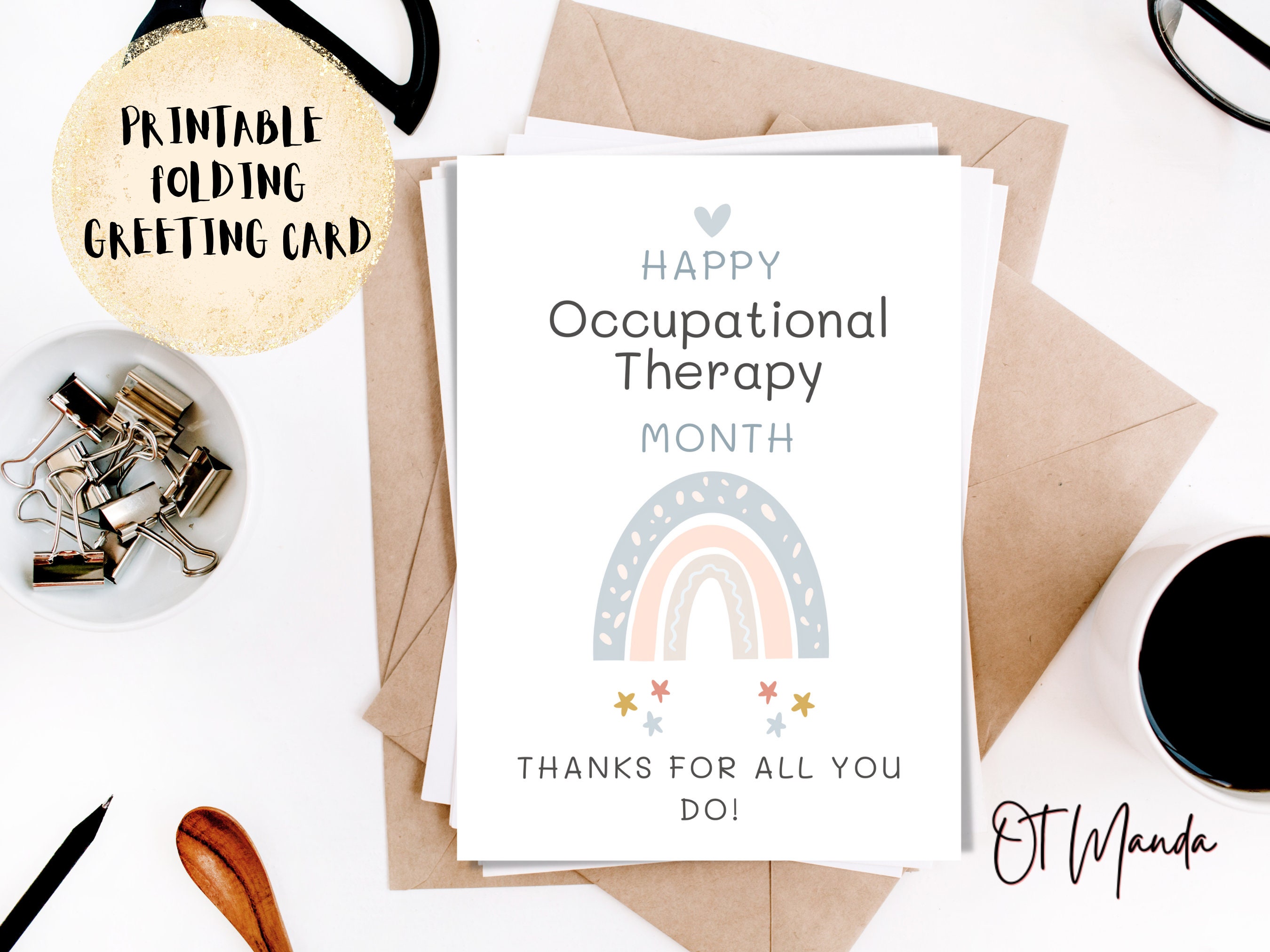 Occupational Therapy Month Folding Greeting Card for OT Appreciation ...