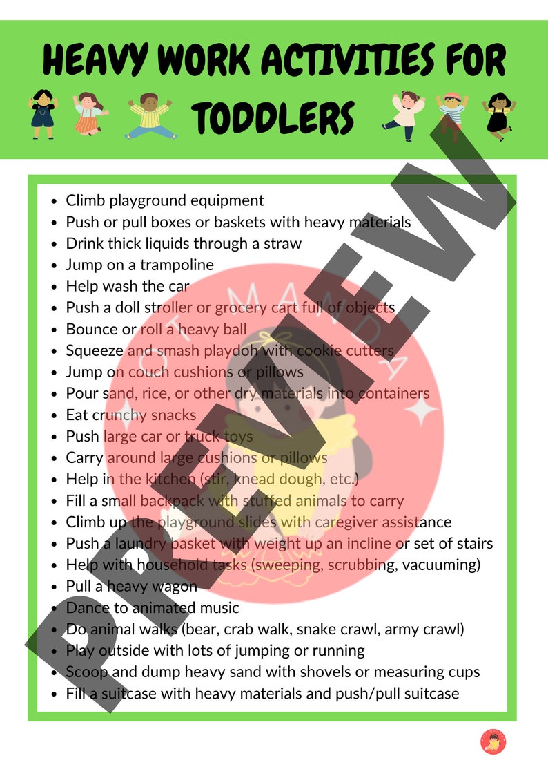 Heavy Work Activities for Toddlers | Occupational Therapy Parent ...