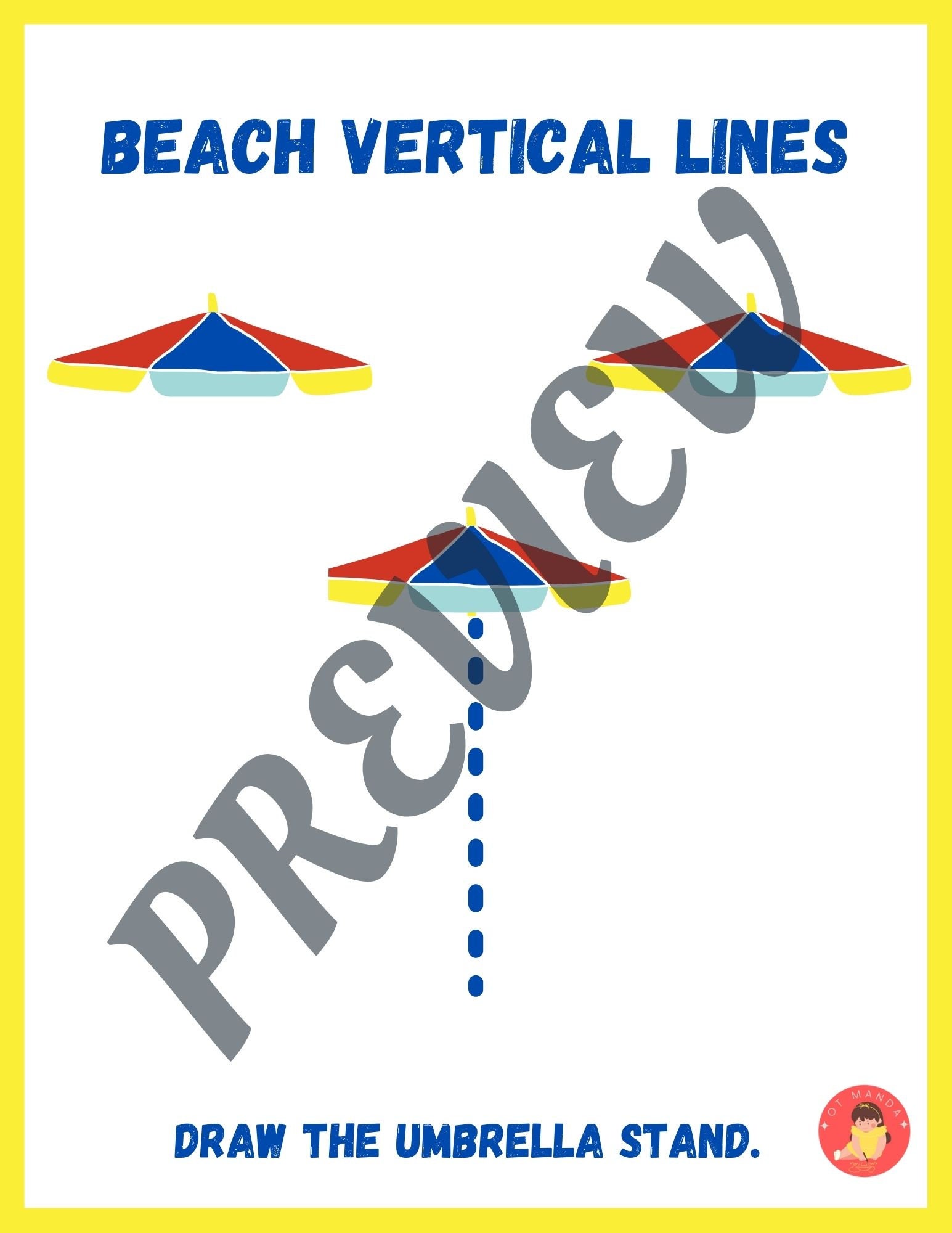 Beach Spring Break Pre Writing Strokes Activity for Occupational ...