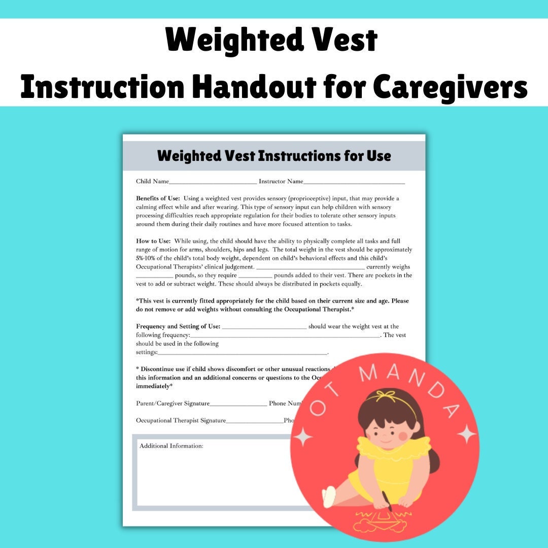 Weighted Vest Instructions for Use for Parents and Caregivers | School ...