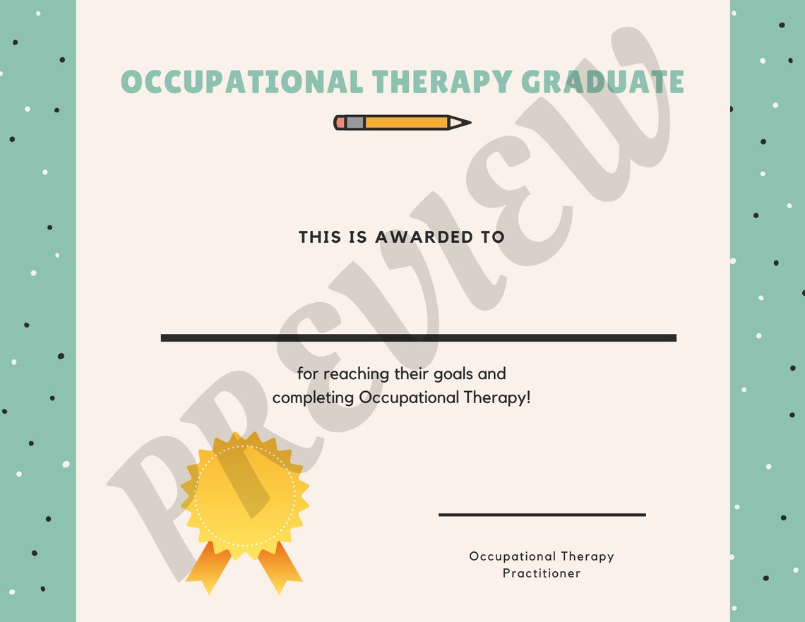 Printable Occupational Therapy Graduation Certificate | OT Handouts ...