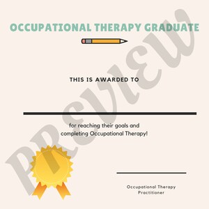 Printable Occupational Therapy Graduation Certificate | OT Handouts ...