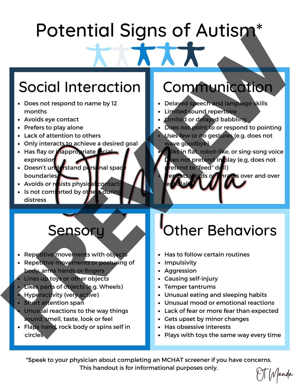 Signs of Autism Parent Handout for Early Intervention | ASD Red Flags ...