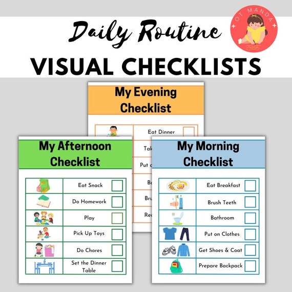 Kids Daily Routines Visual Schedule Checklist Occupational | Etsy