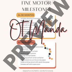 Toddler Fine Motor Milestones Parent Handouts for OT Early Intervention ...