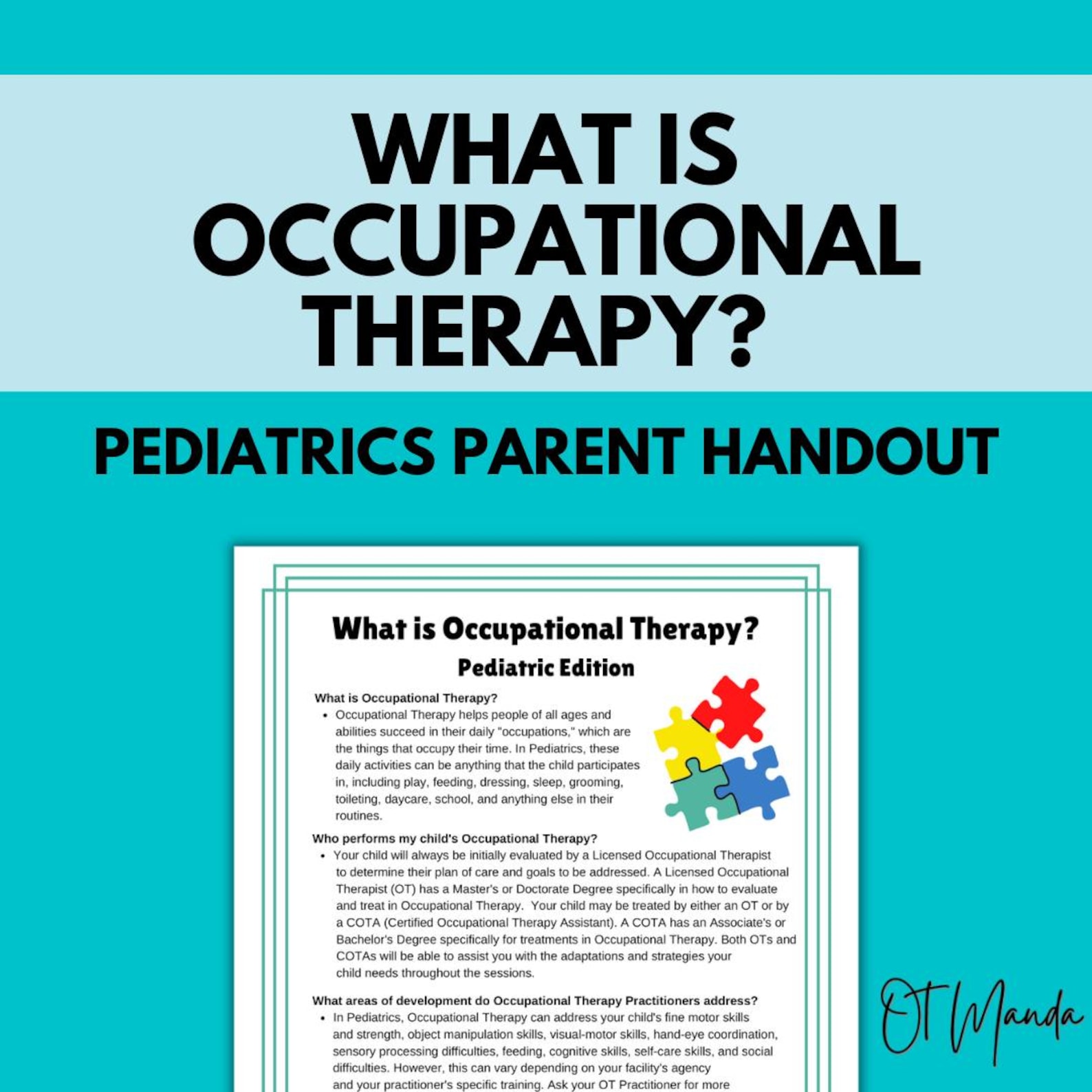 What is Occupational Therapy Parent Handout Pediatric Edition | OT ...