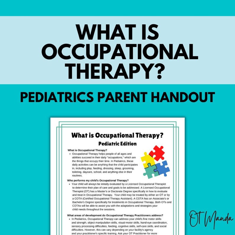 What is Occupational Therapy Parent Handout Pediatric Edition | OT ...