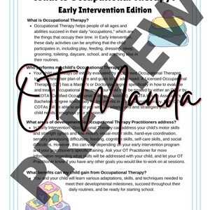 What is Occupational Therapy Parent Handout Early Intervention Edition ...