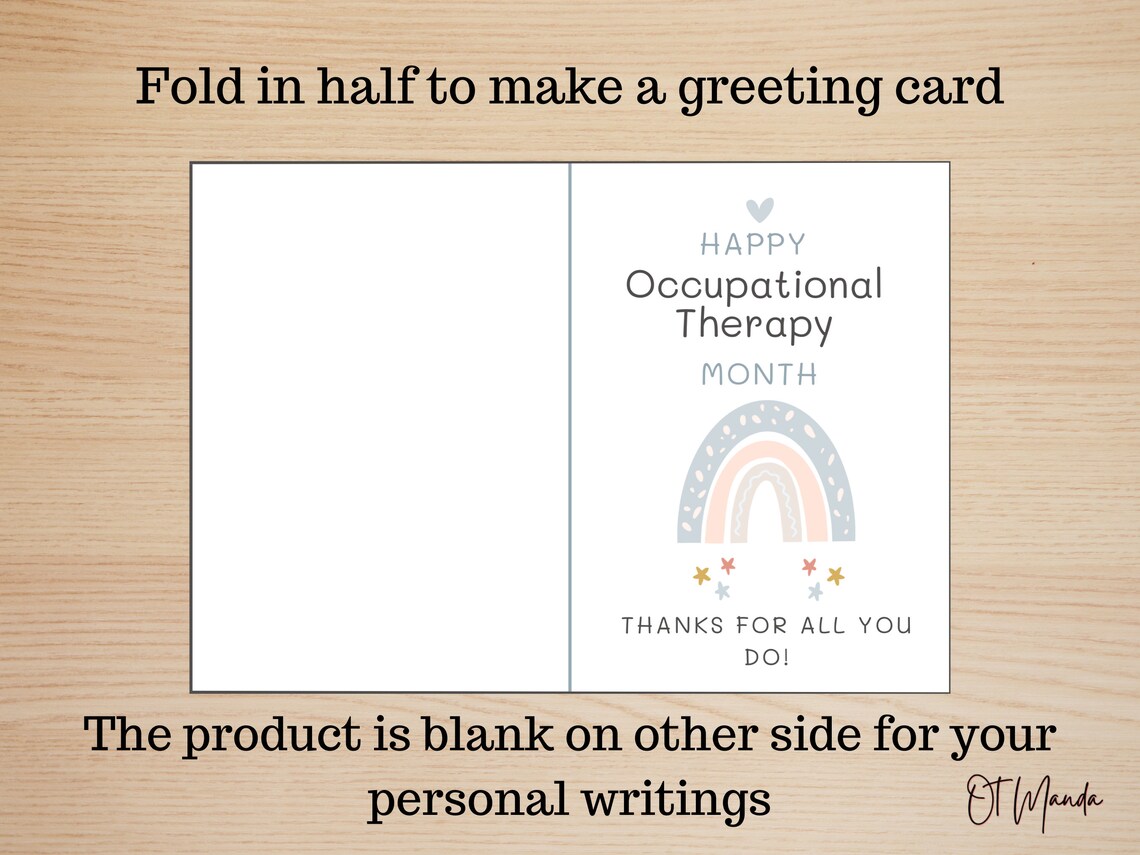 Occupational Therapy Month Folding Greeting Card for OT Appreciation ...