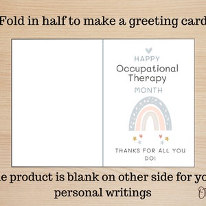 Occupational Therapy Month Folding Greeting Card for OT Appreciation ...