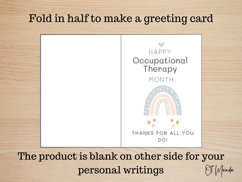 Occupational Therapy Month Folding Greeting Card for OT Appreciation ...